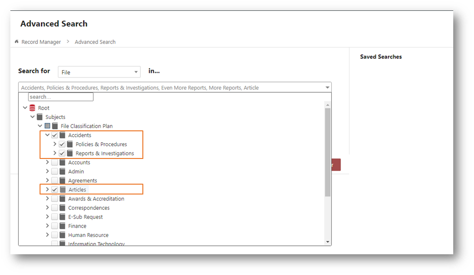 Finding Folders by Using Advanced Search