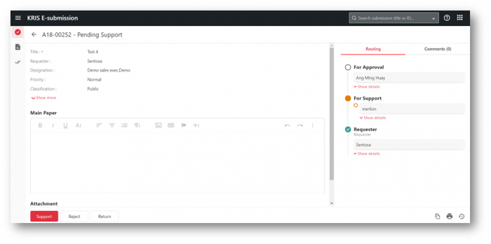 Supporting a Submission