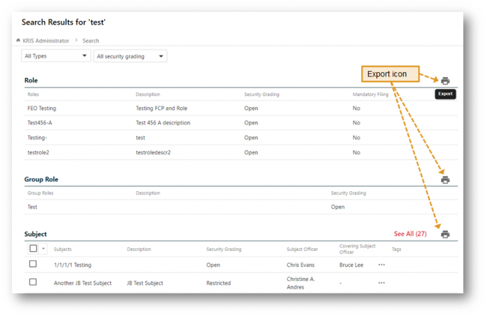 Exporting Search Result