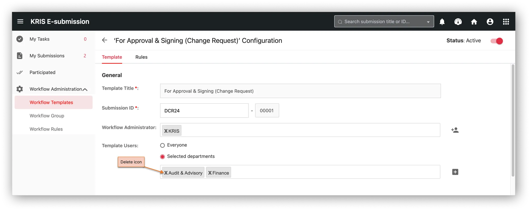 Configuring template users