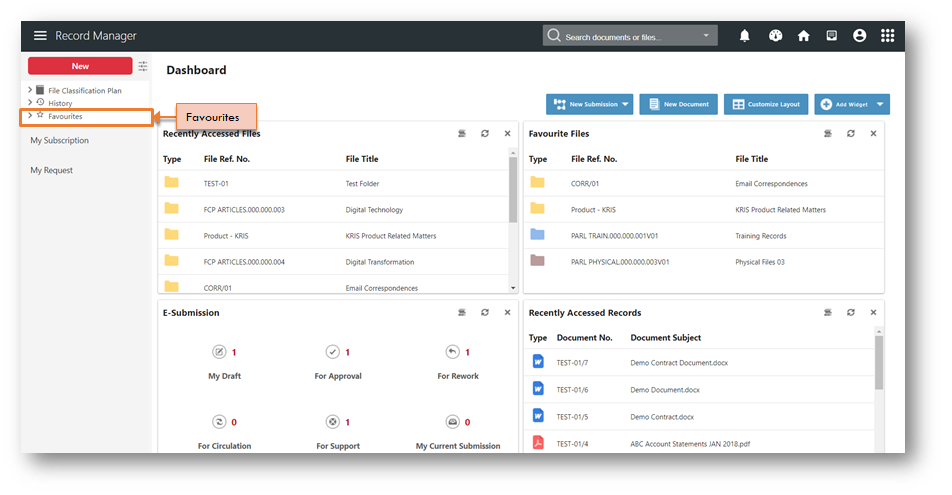 Managing Favourite Folders