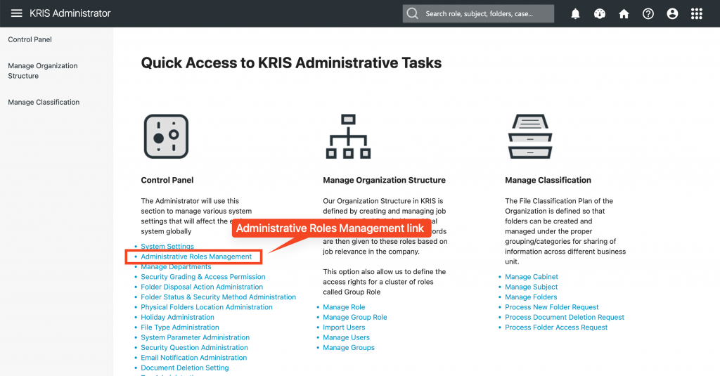 Configuring Users to KRIS Administrative Roles