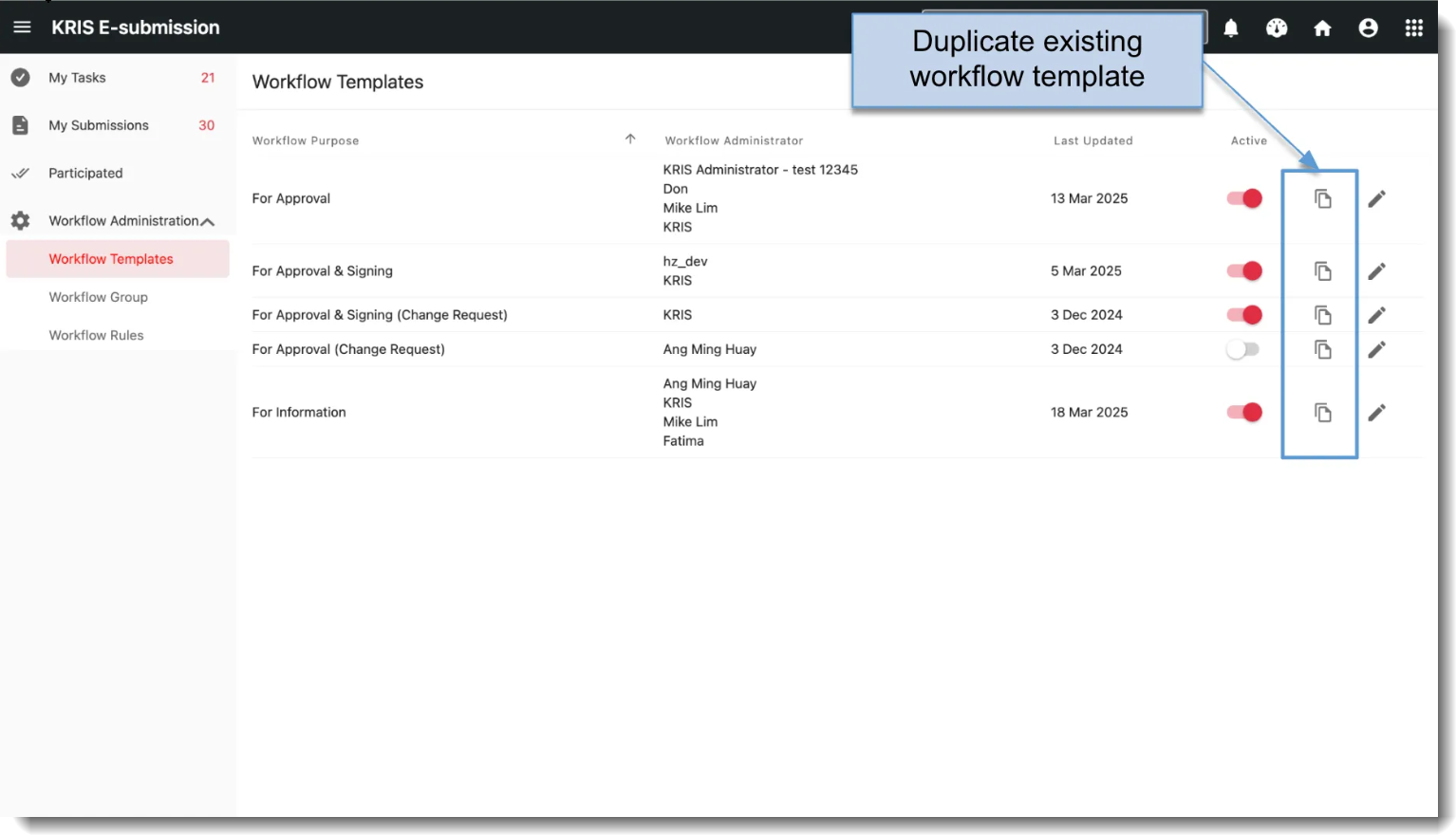 Duplicate an existing template