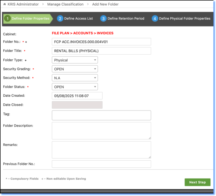 Creating a Physical/Hybrid Folder
